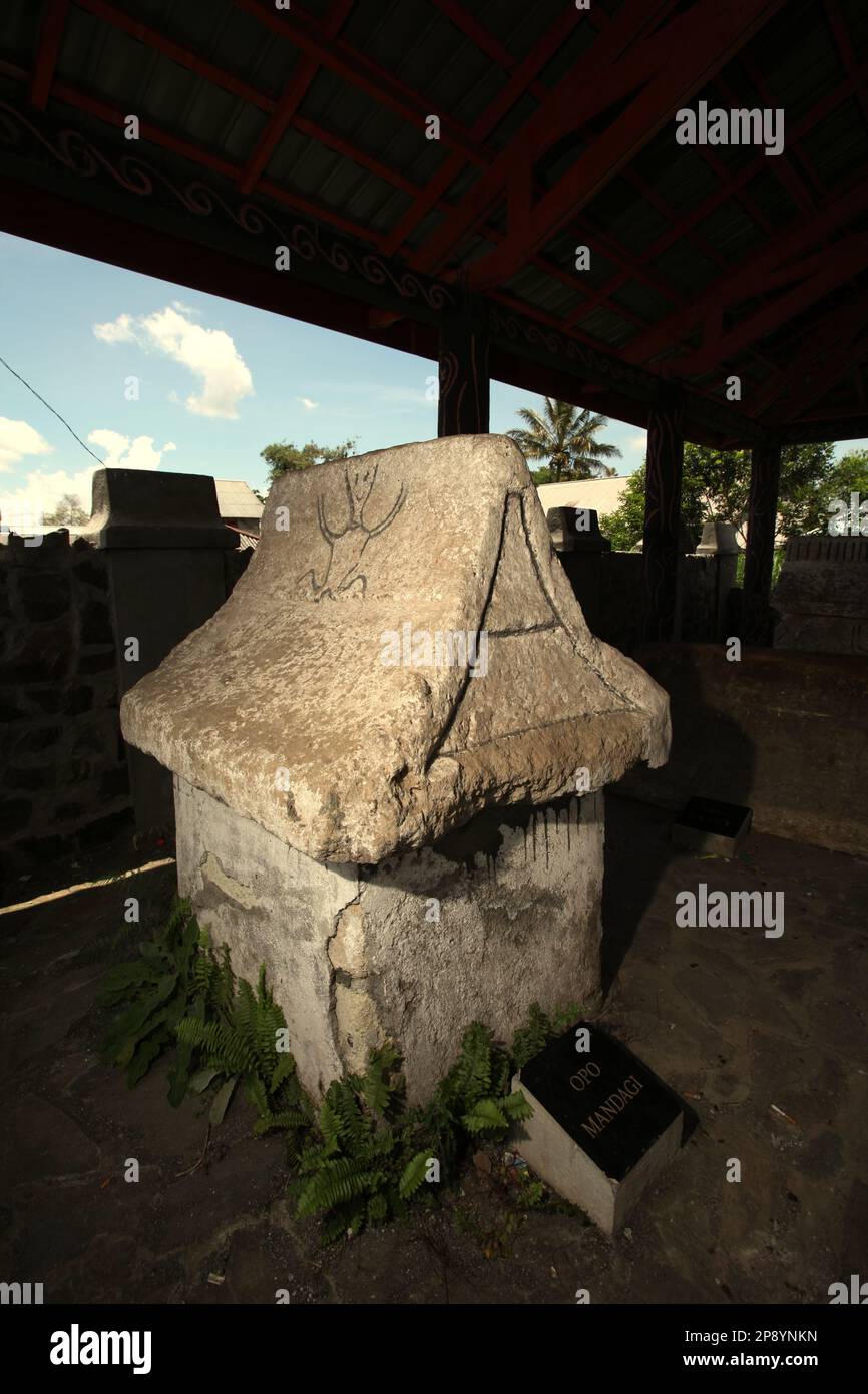 A sarcophagus that is traditionally called "waruga" at a locality of ...