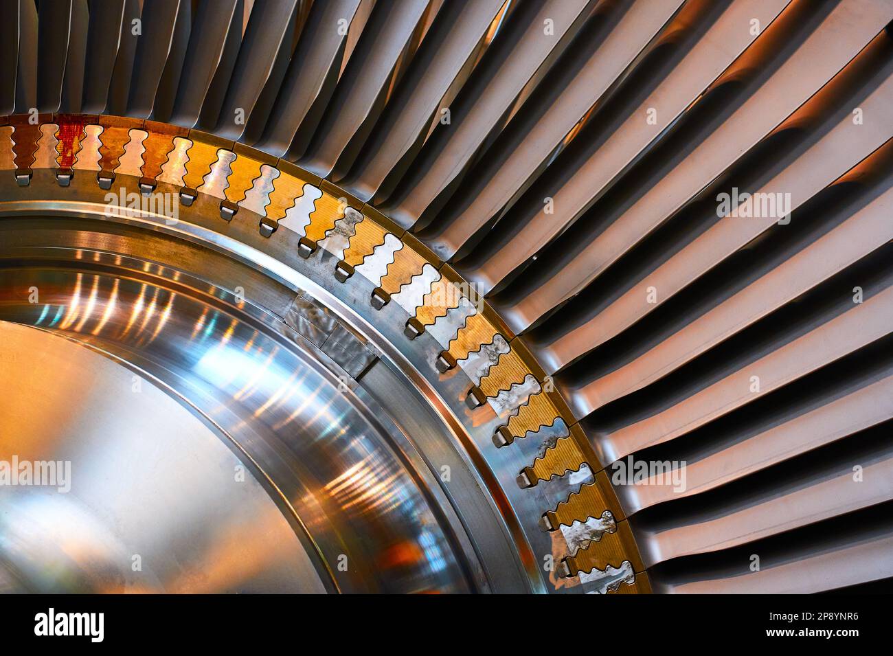 Shaft and blades of a powerful steam turbine. Elements for fastening ...