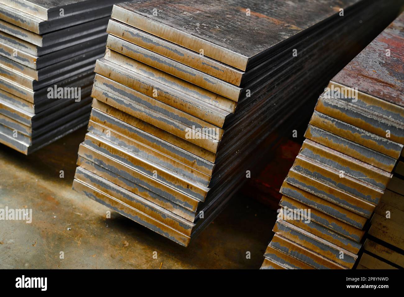 Stacks of details with ground edges and corners on floor Stock Photo ...