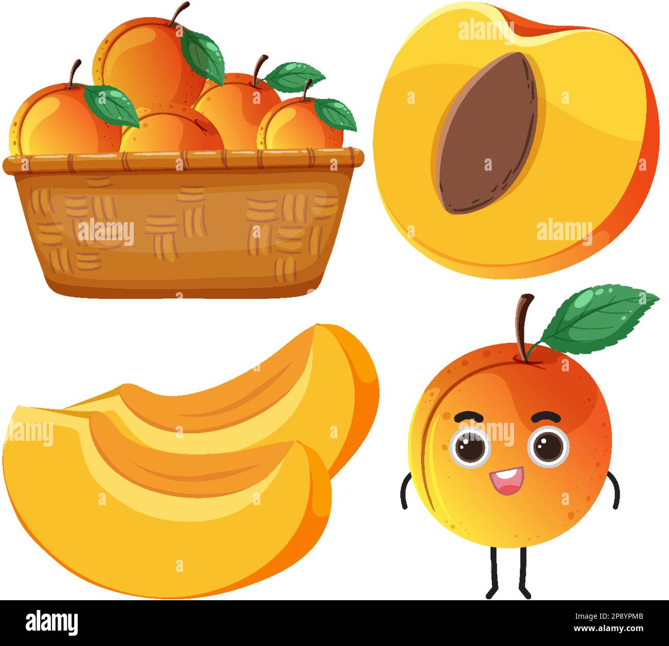 Set of mix peach cartoon illustration Stock Vector Image & Art - Alamy