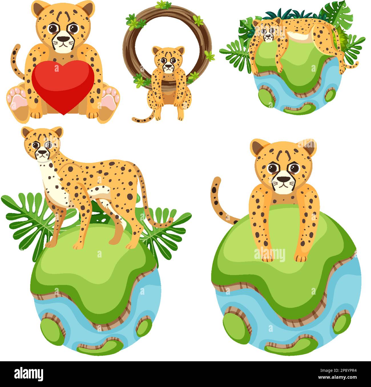 Cheetah Icons Set for Graphic Design illustration Stock Vector Image ...