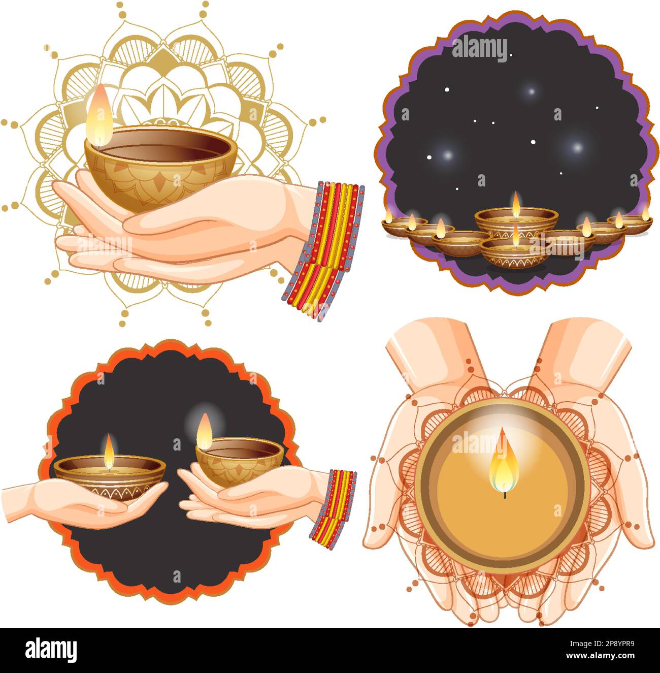 Set of mix diwali objects illustration Stock Vector Image & Art - Alamy