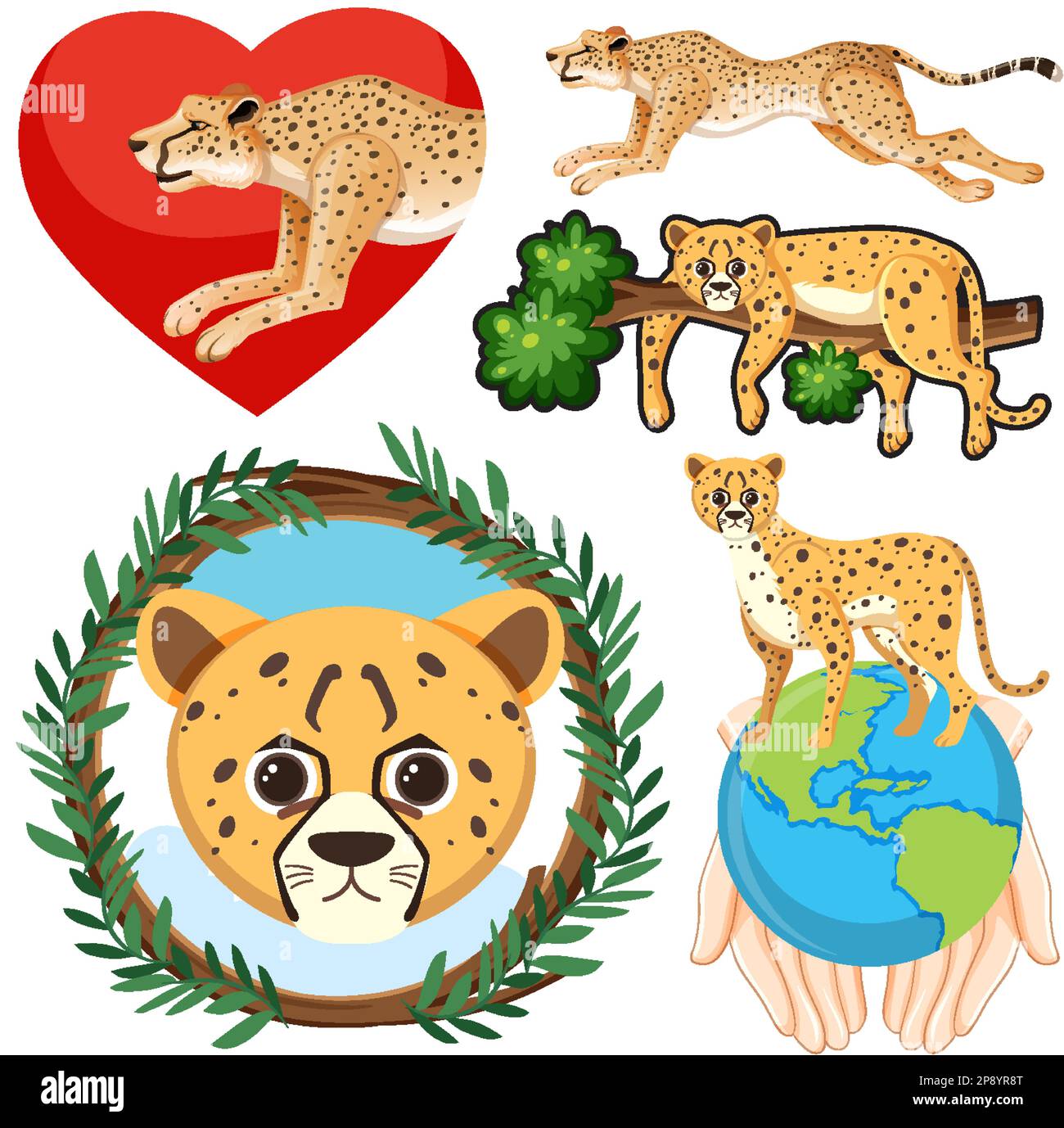 Cheetah Icons Set for Graphic Design illustration Stock Vector Image ...