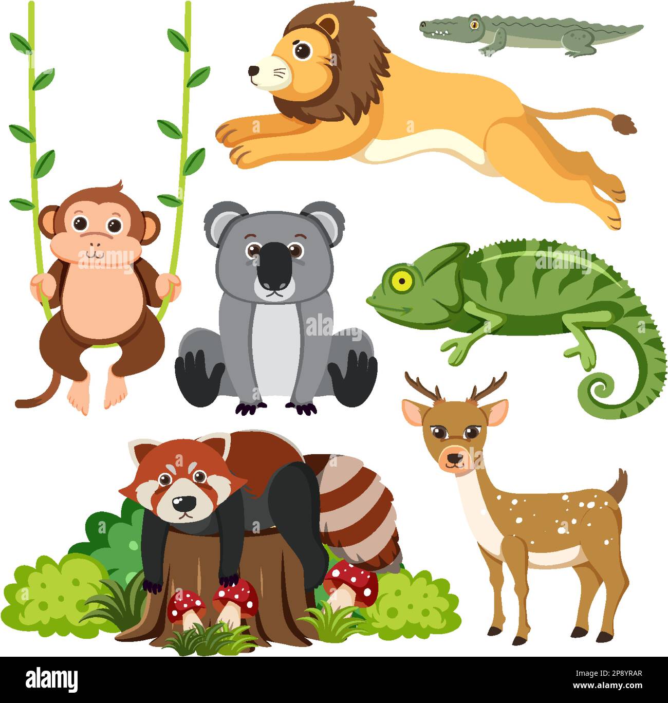 Wild Animals Cartoon Collection illustration Stock Vector Image & Art ...