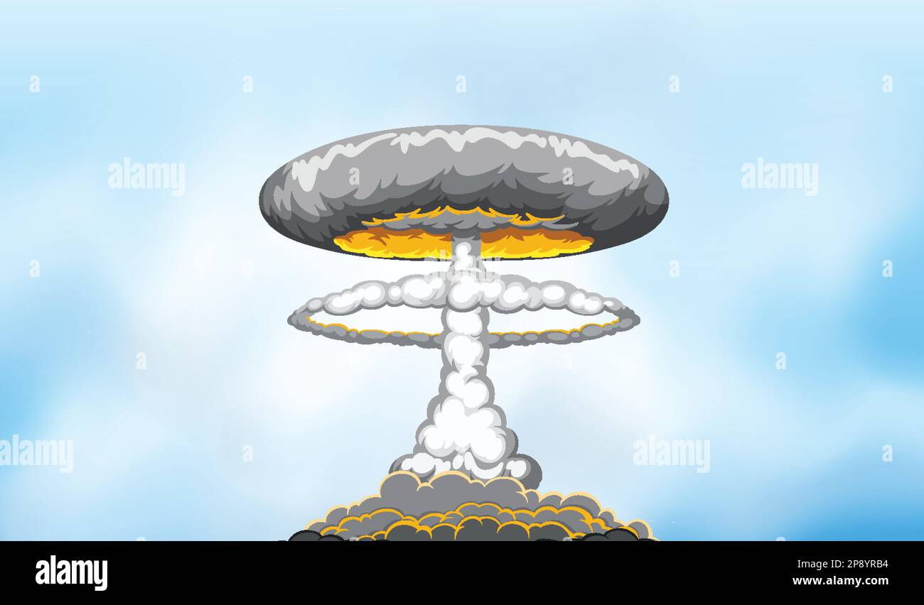 Atomic Bomb Mushroom Cloud in Blue Sky illustration Stock Vector Image ...