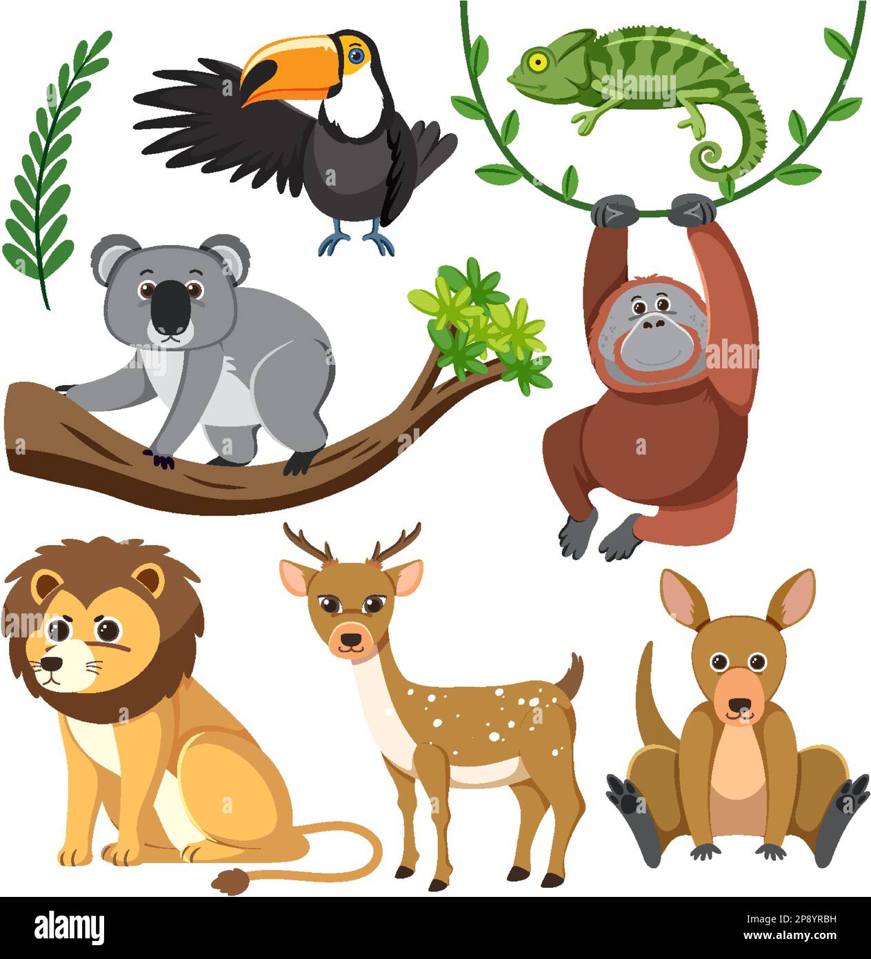 Wild Animals Cartoon Collection illustration Stock Vector Image & Art ...