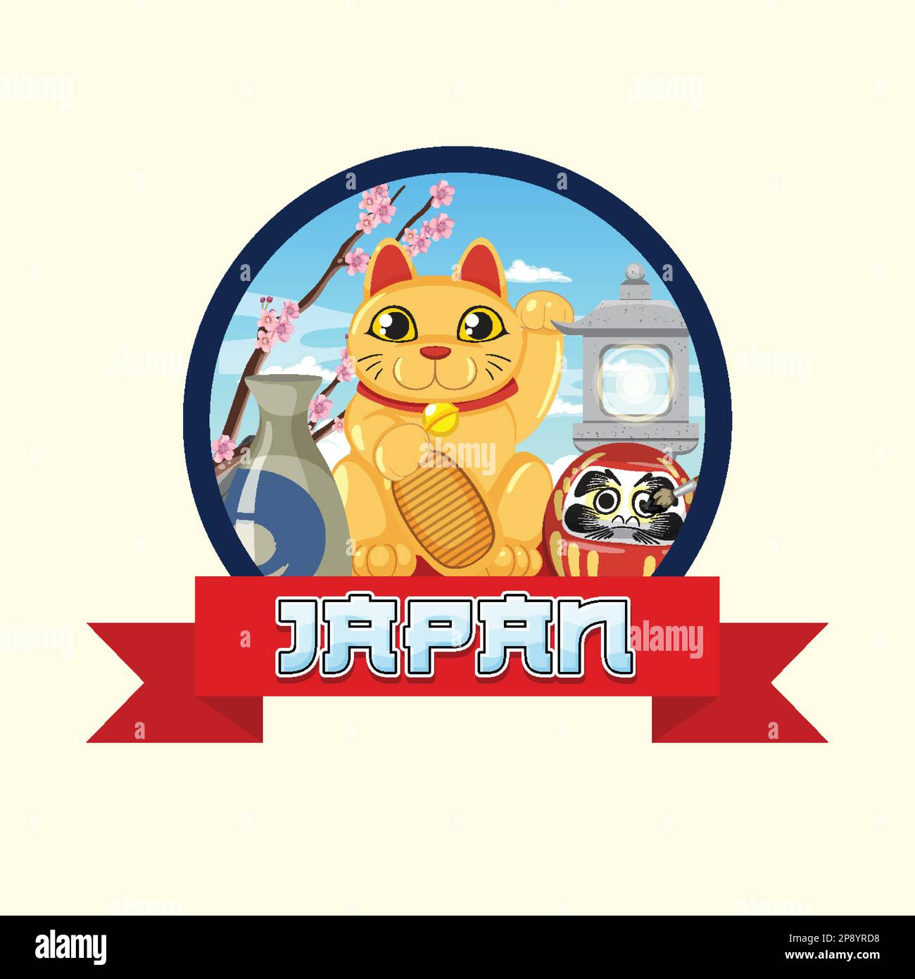 Maneki neko Japanese element nation tradition symbol illustration Stock ...