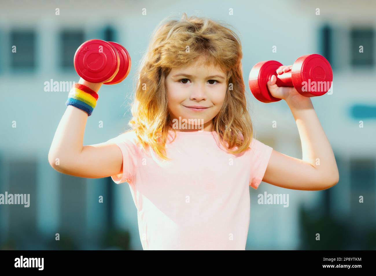 Sport exercise for kids. Sporty children, healthy Lifestyle. Child boy ...