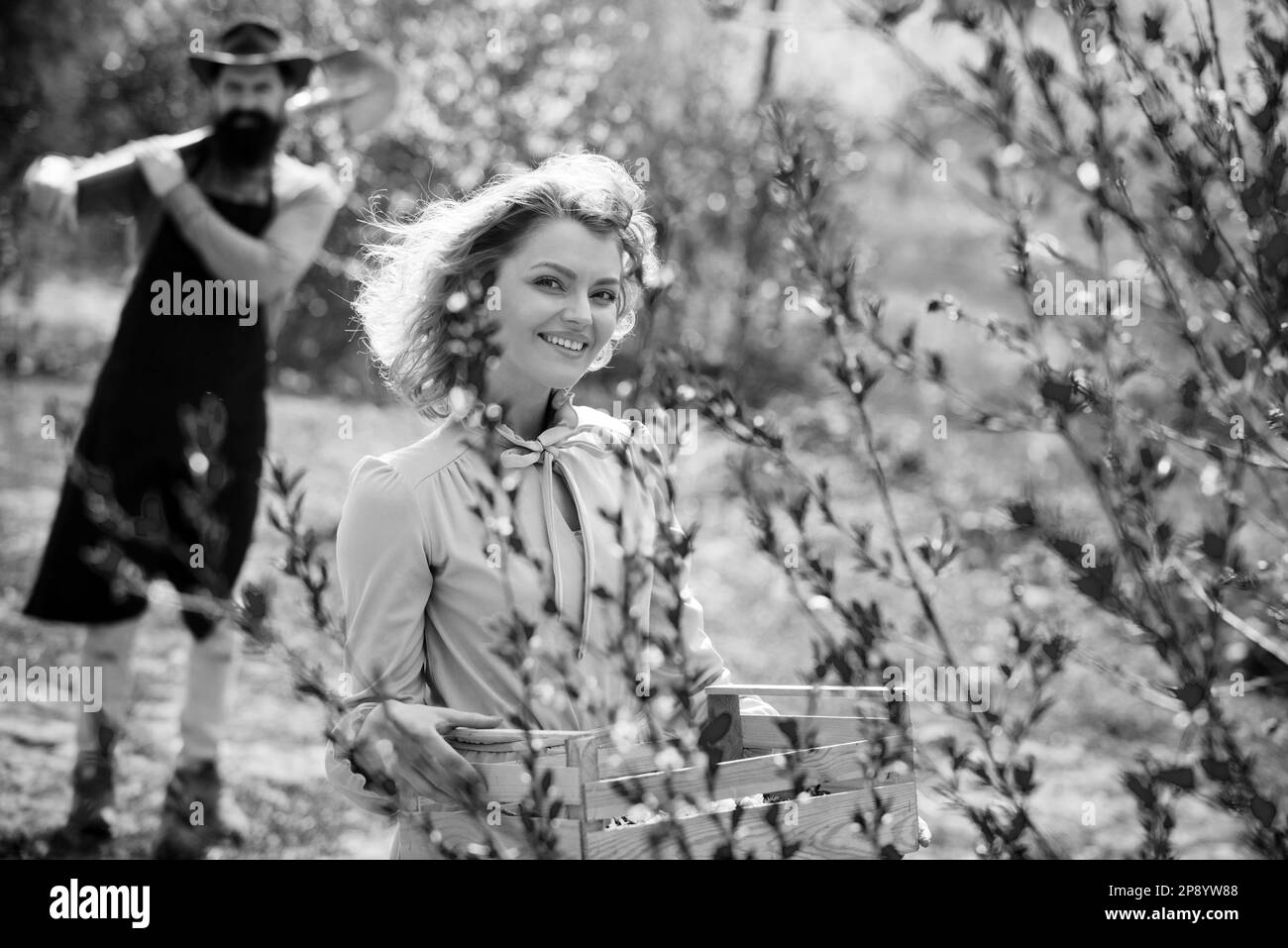 Lifestyle and family life. Eco farm. Bio food production concept ...