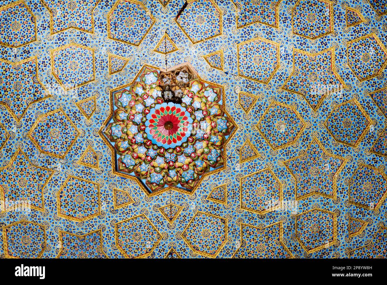 Decorated ceiling at the Shah-i Naqshband Tomb in the outskirts of ...