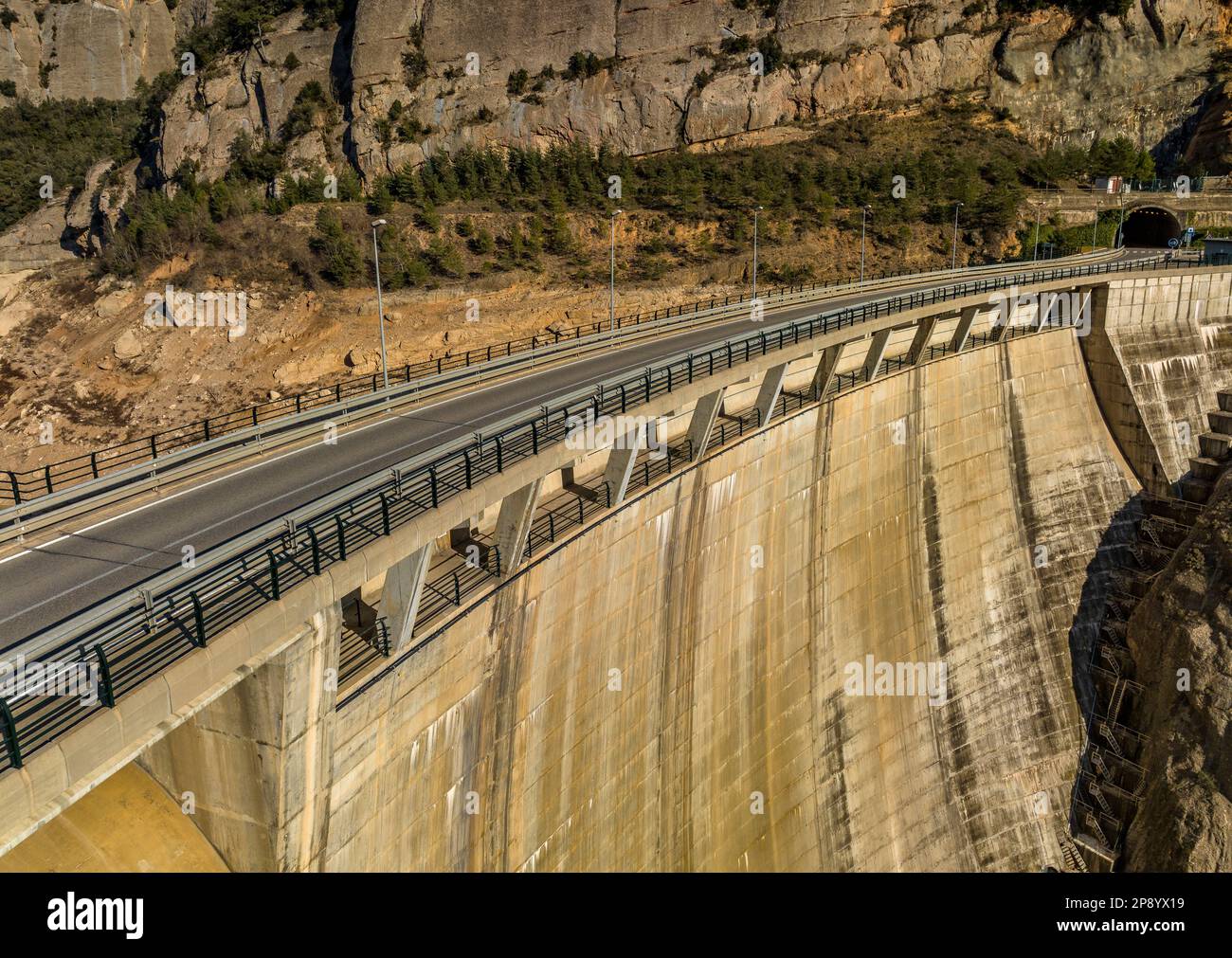 Aerial view of the dam of the Llosa de Cavall reservoir (Solsonès ...