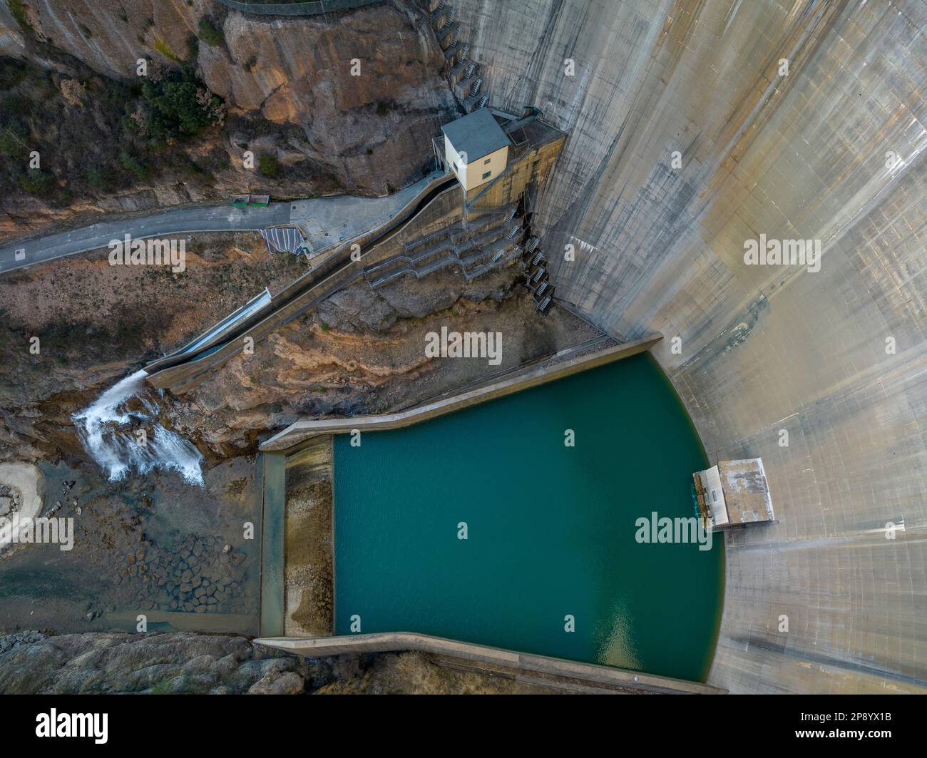 Aerial view of the dam of the Llosa de Cavall reservoir (Solsonès ...