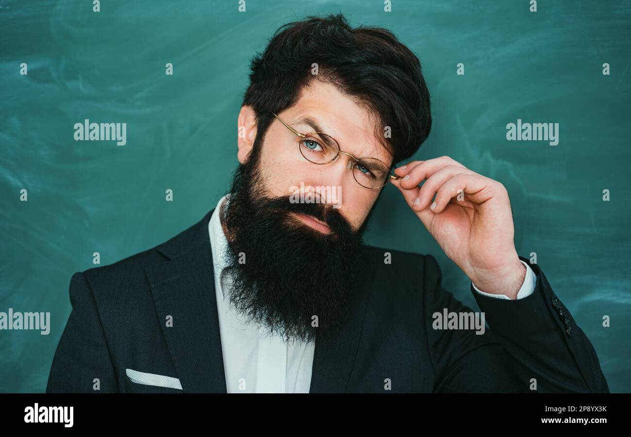 Education and learning people concept - female Teacher near blackboard ...