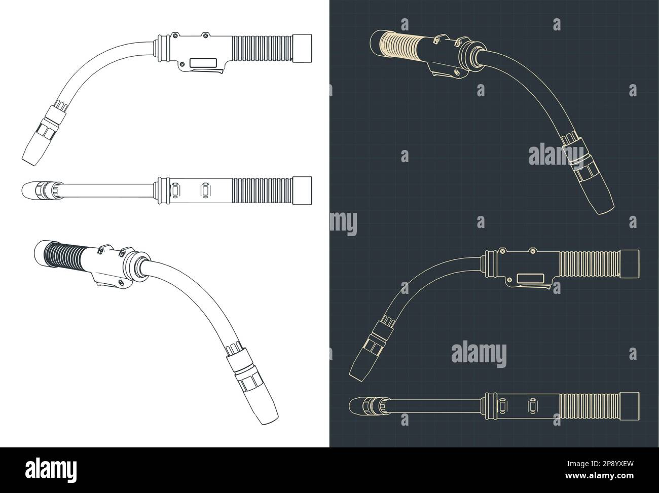 Stylized vector illustration of blueprints of welding torch Stock ...