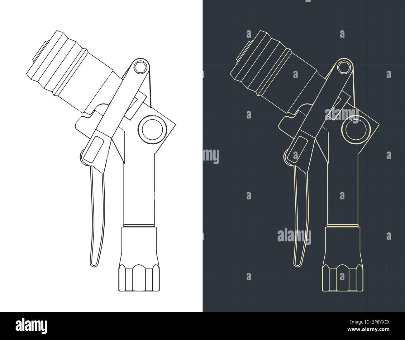 Stylized vector illustration of blueprints of LPG nozzle Stock Vector ...