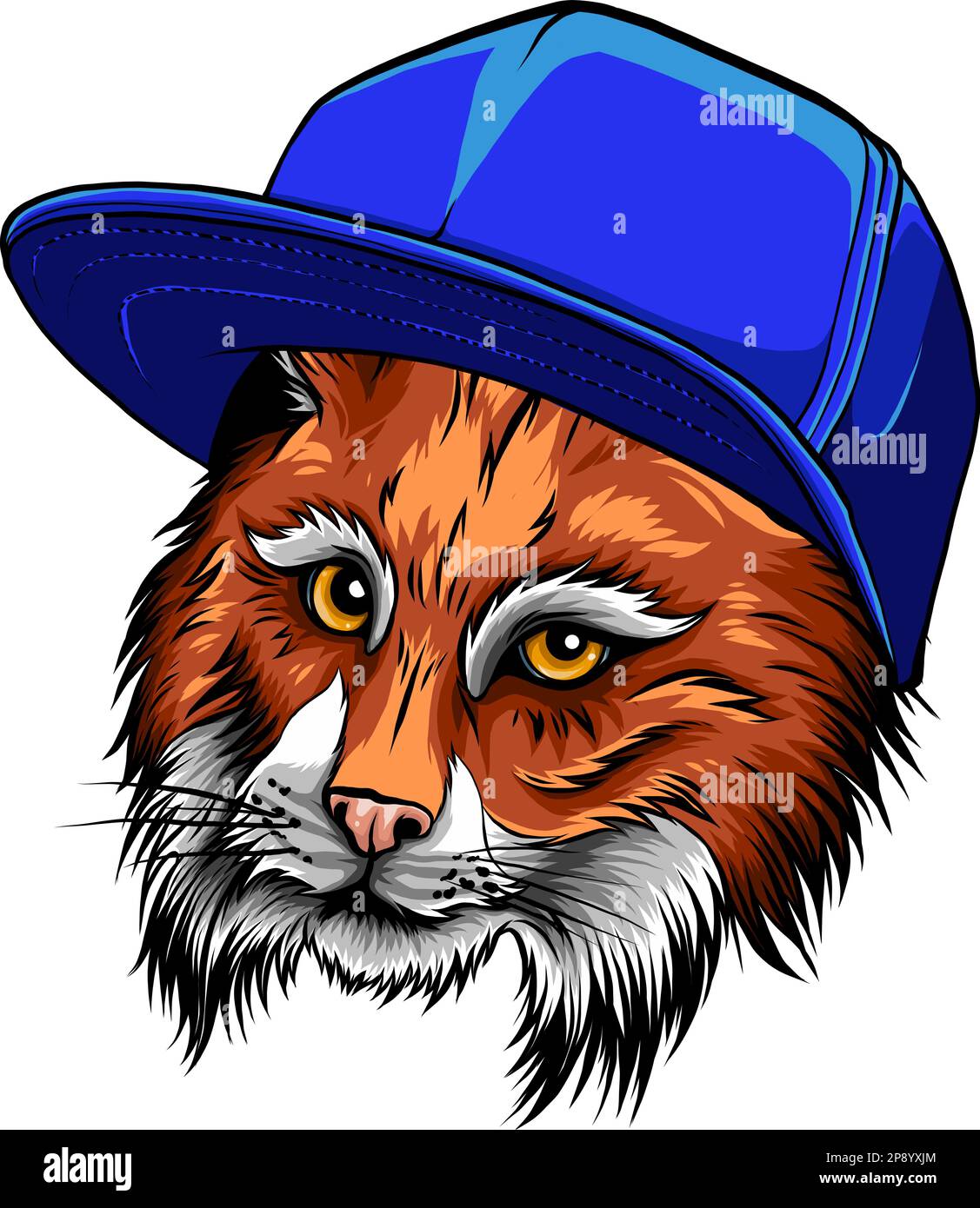 cat portrait in hip-hop hat. Vector illustration Stock Vector Image ...