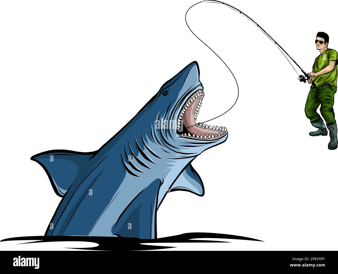 Man holding shark Stock Vector Images - Alamy
