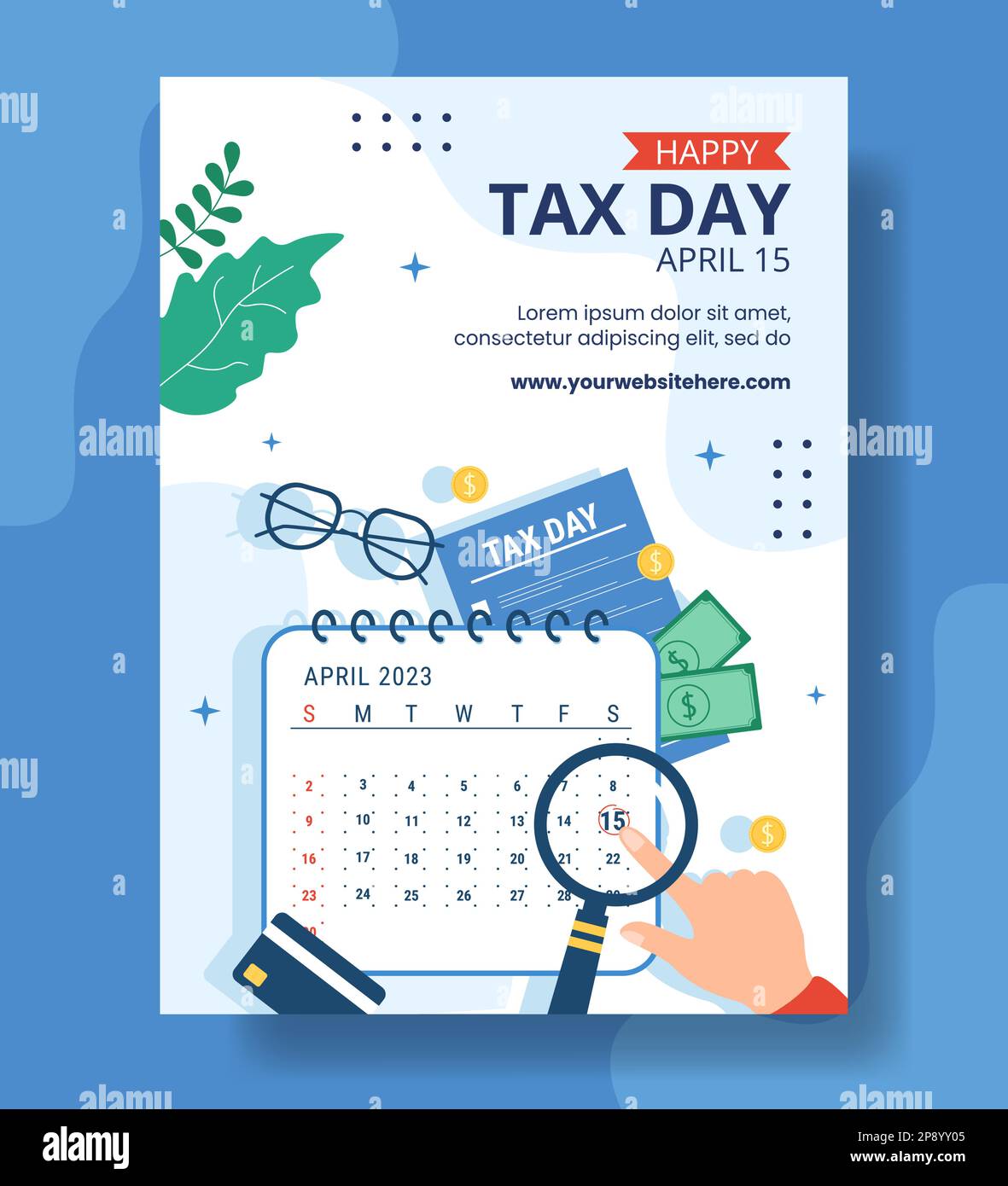 Tax Day Vertical Poster Cartoon Hand Drawn Templates Background ...