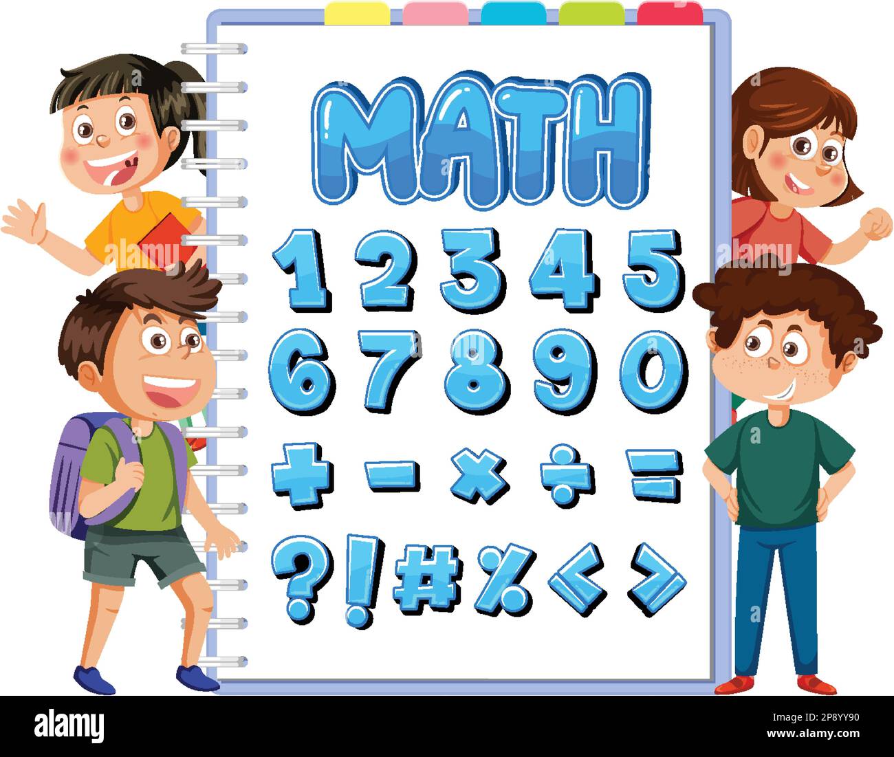 Children cartoon character with math and number theme illustration ...