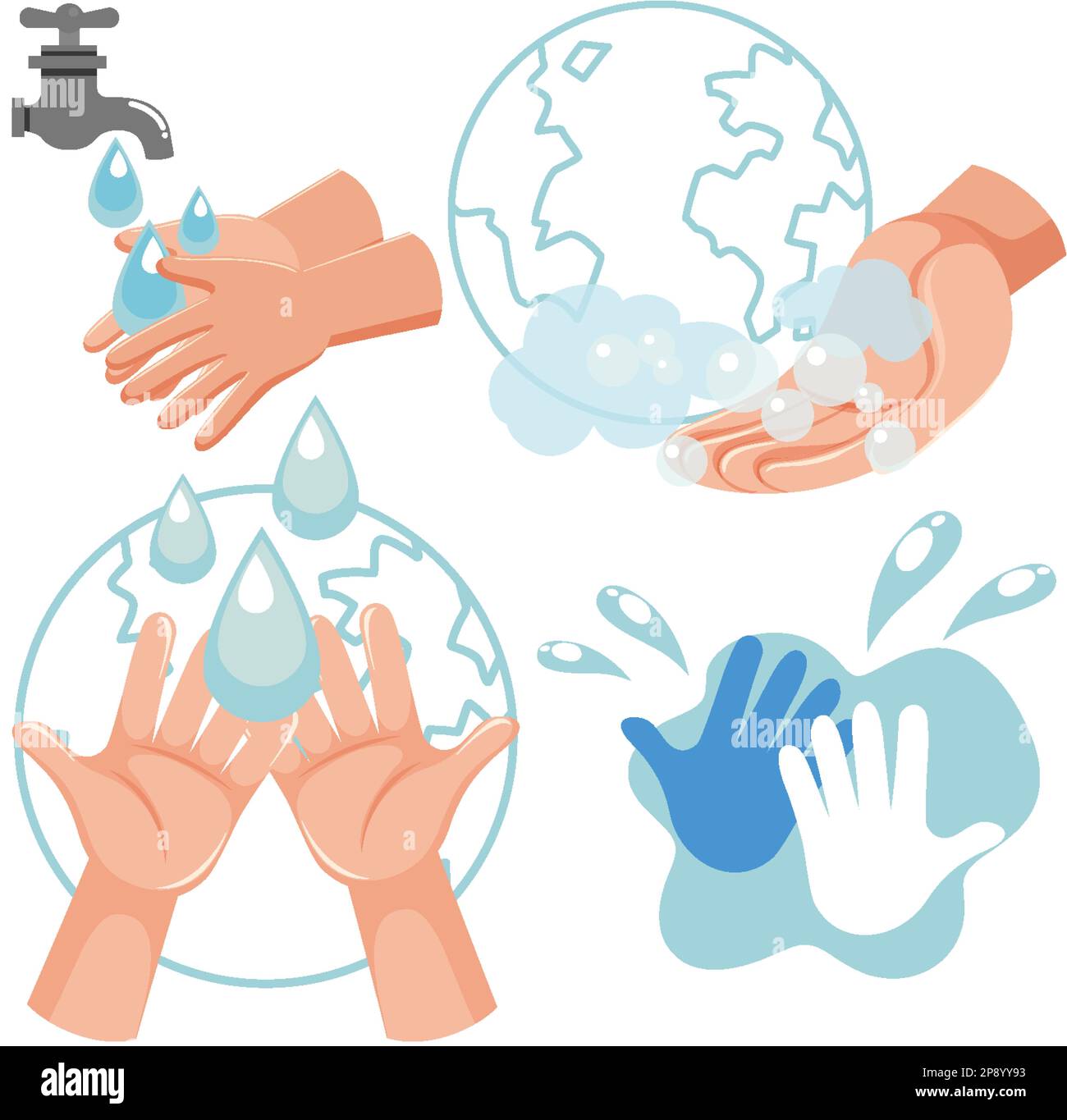 Set of hand washing and sanitization illustration Stock Vector Image ...