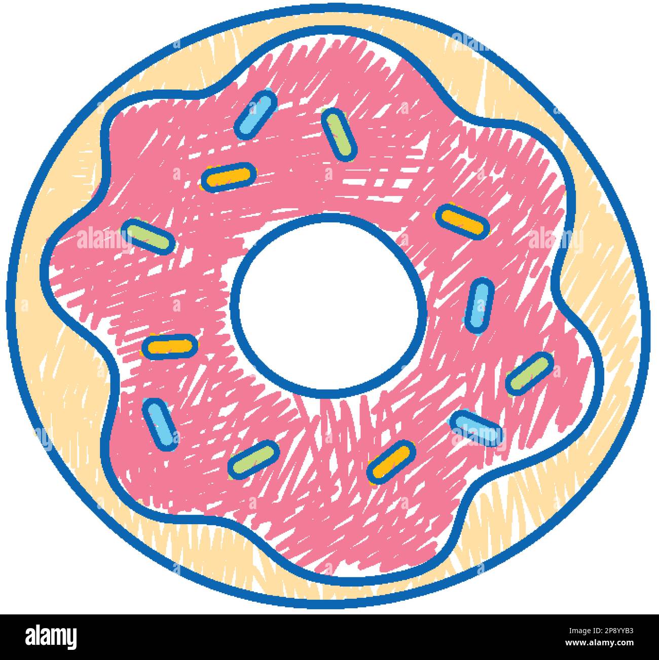 Donut in pencil colour sketch simple style illustration Stock Vector ...