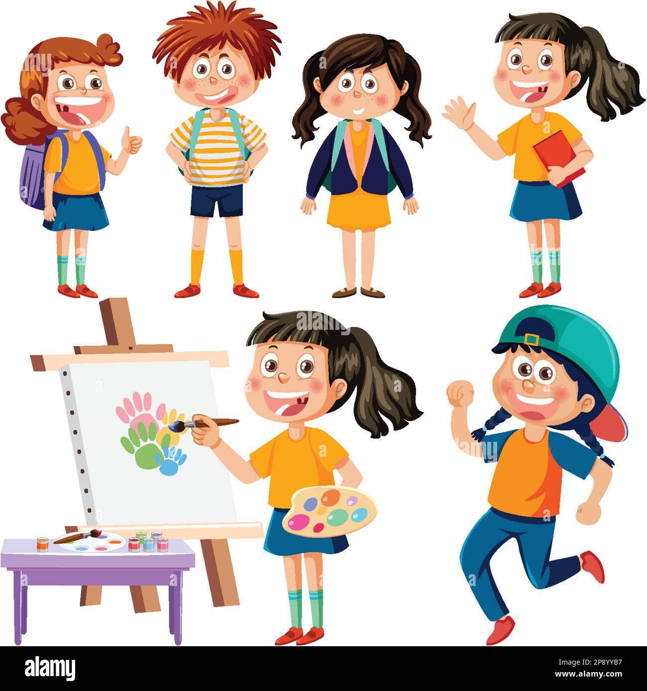 Set of children cartoon character illustration Stock Vector Image & Art ...