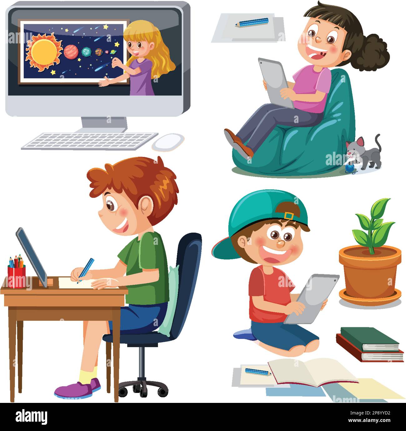 Set of student cartoon character illustration Stock Vector Image & Art ...