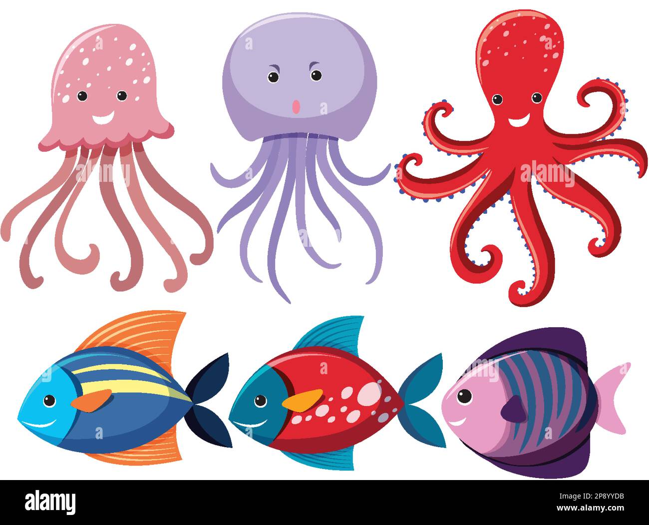 Set of simple sea underwater creature illustration Stock Vector Image ...