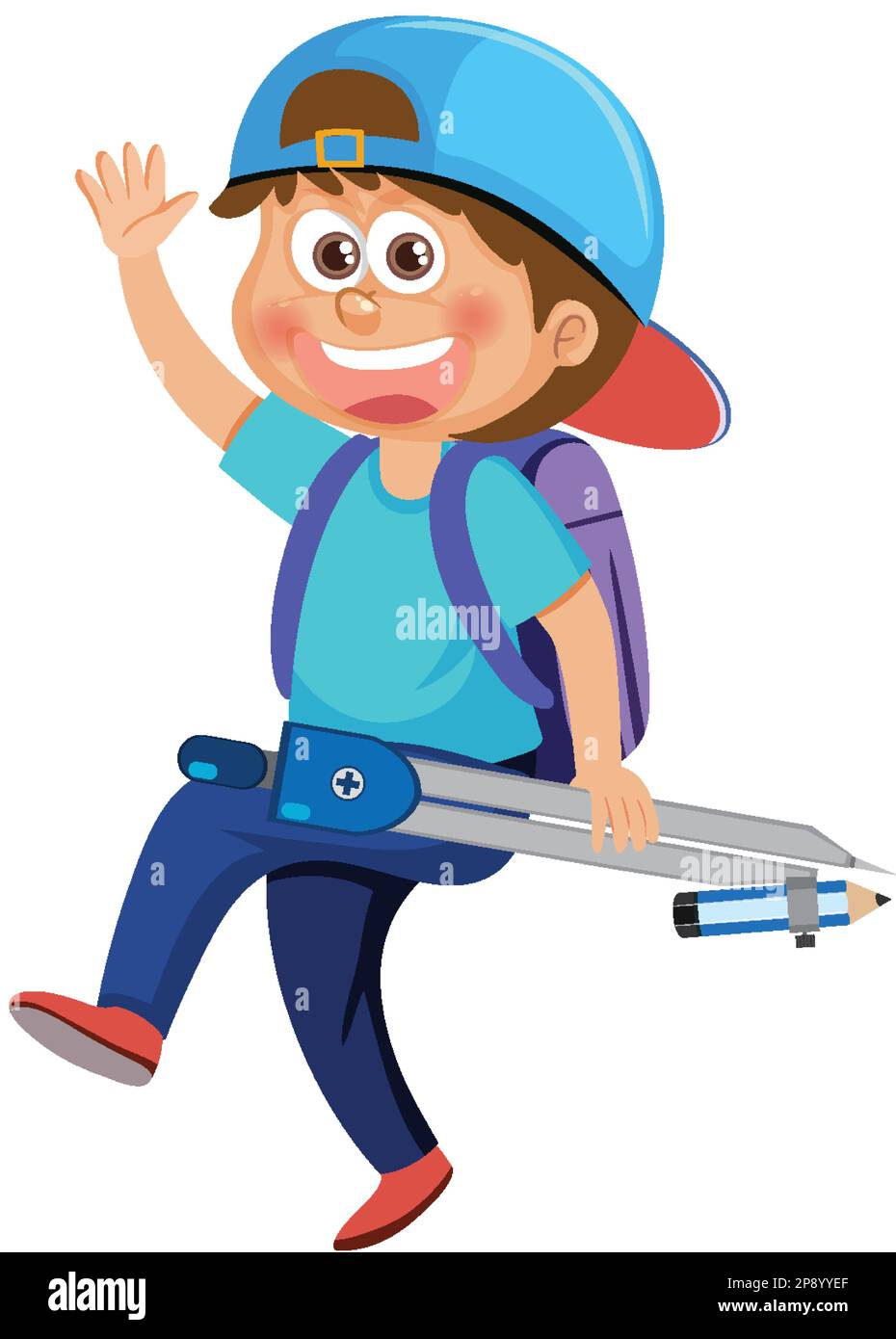 Boy cartoon character holding compass illustration Stock Vector Image ...