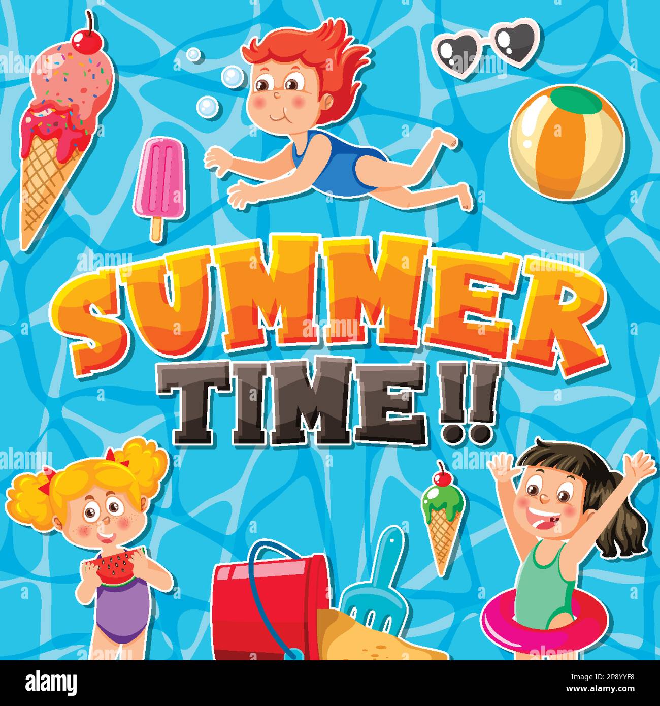 Summer time poster or banner template illustration Stock Vector Image ...
