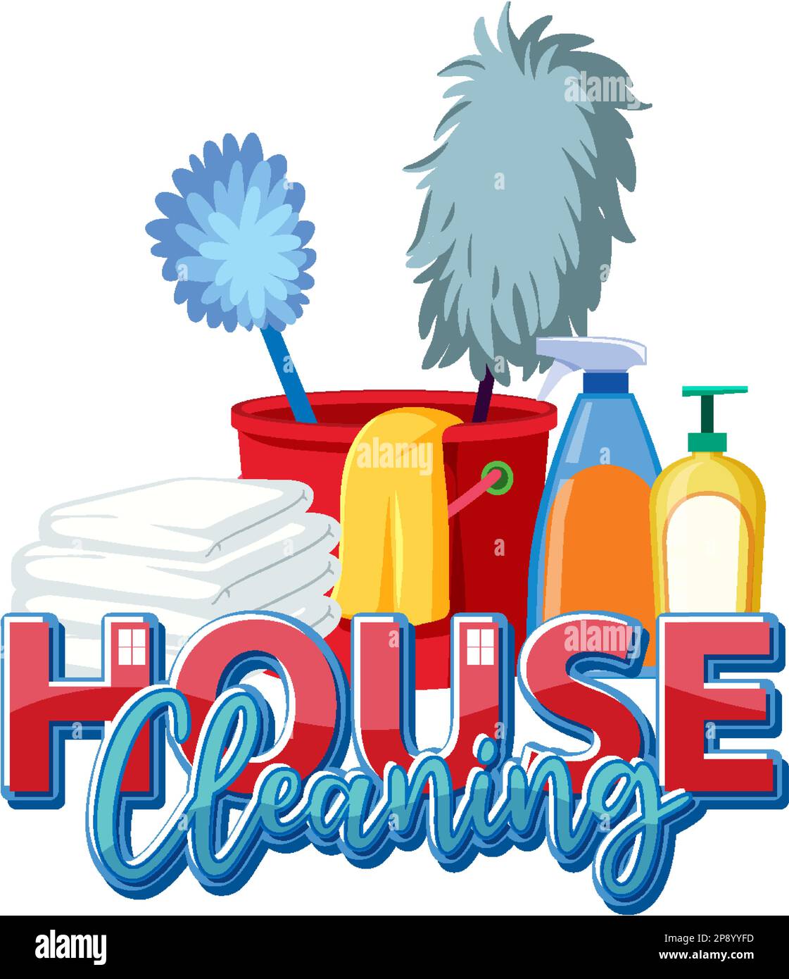 House Cleaning text for banner or poster design illustration Stock ...