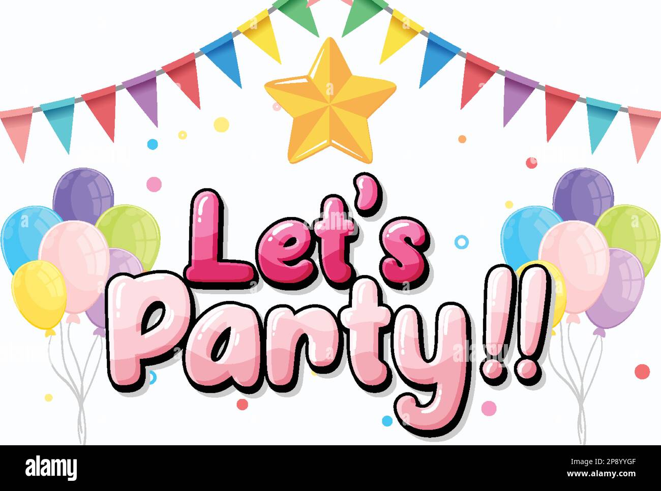 Lets party message for banner or poster design illustration Stock ...