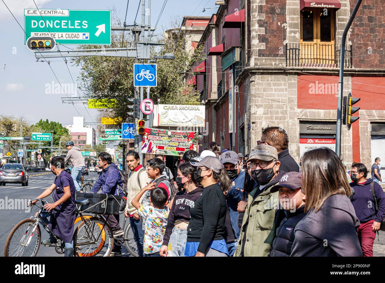 Mexico City,waiting for light signal change,intersection traffic ...