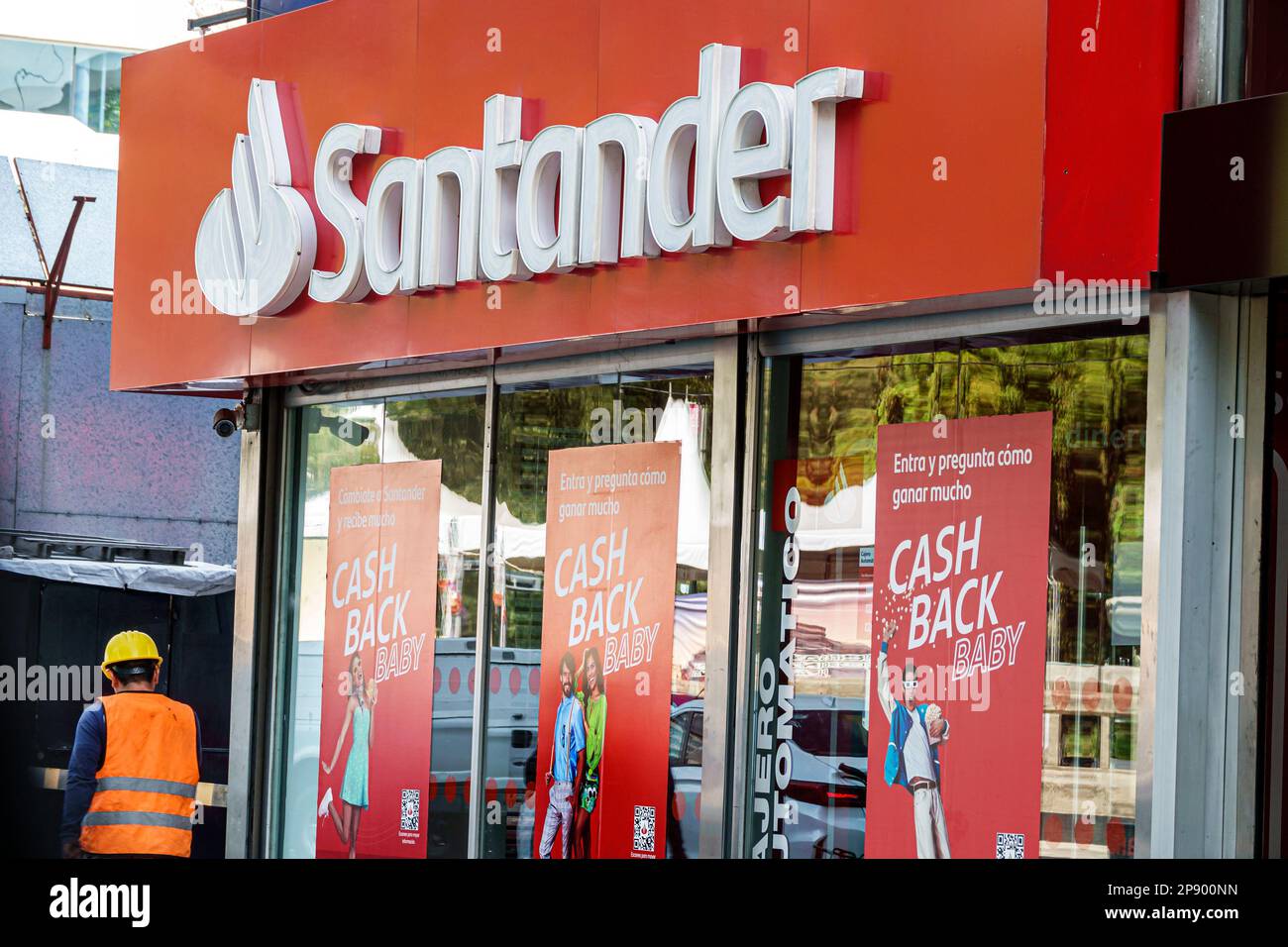 Mexico City,Santander bank banking,outside exterior,building buildings ...