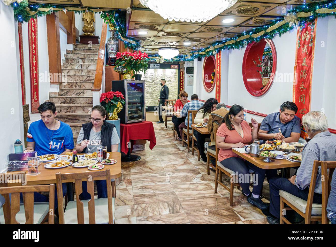Mexico City,Barrio Chino Chinatown,sitting table man men male,woman ...
