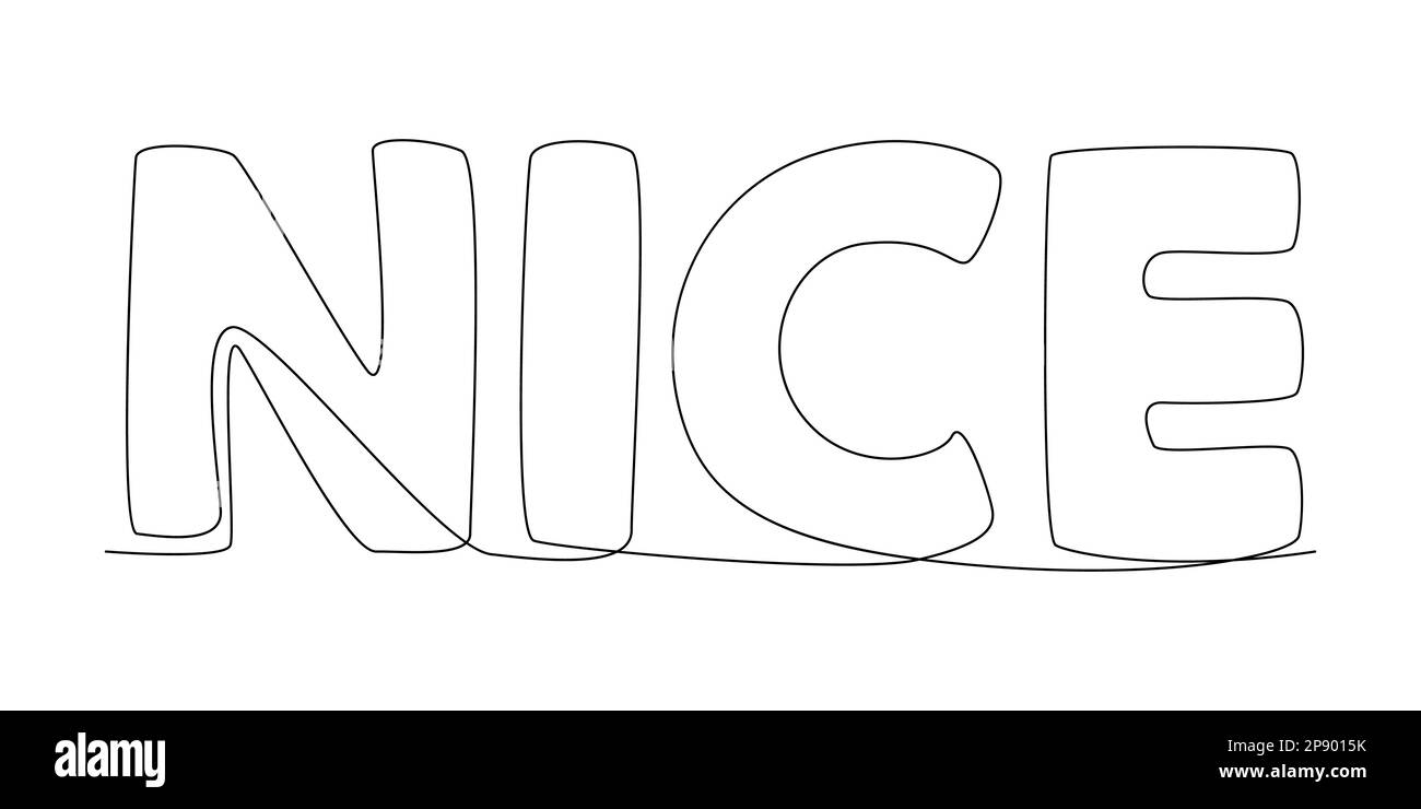 One continuous line of Nice word. Thin Line Illustration vector concept ...
