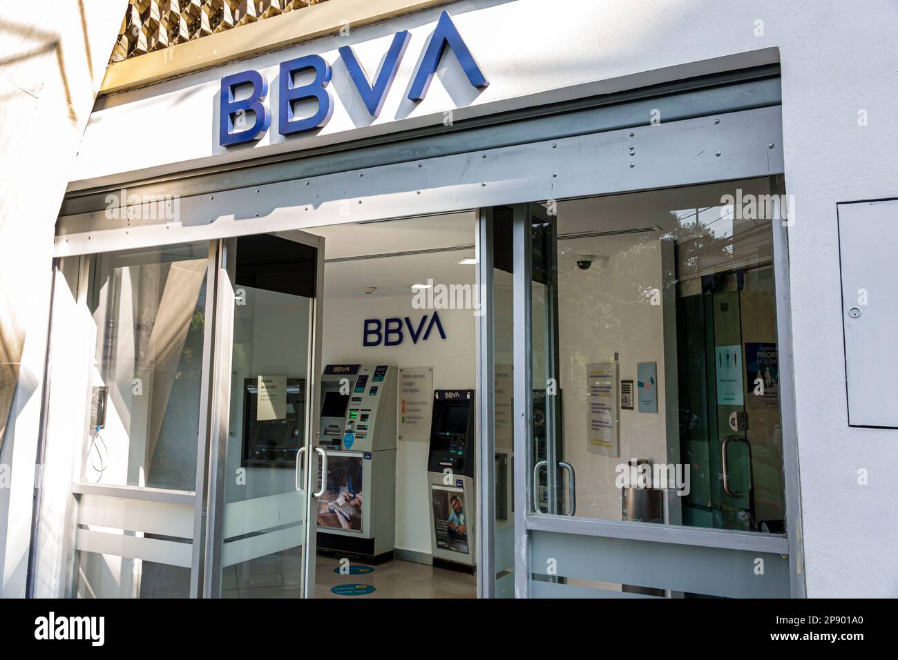 Mexico City,BBVA bank banking,outside exterior,building buildings,front ...