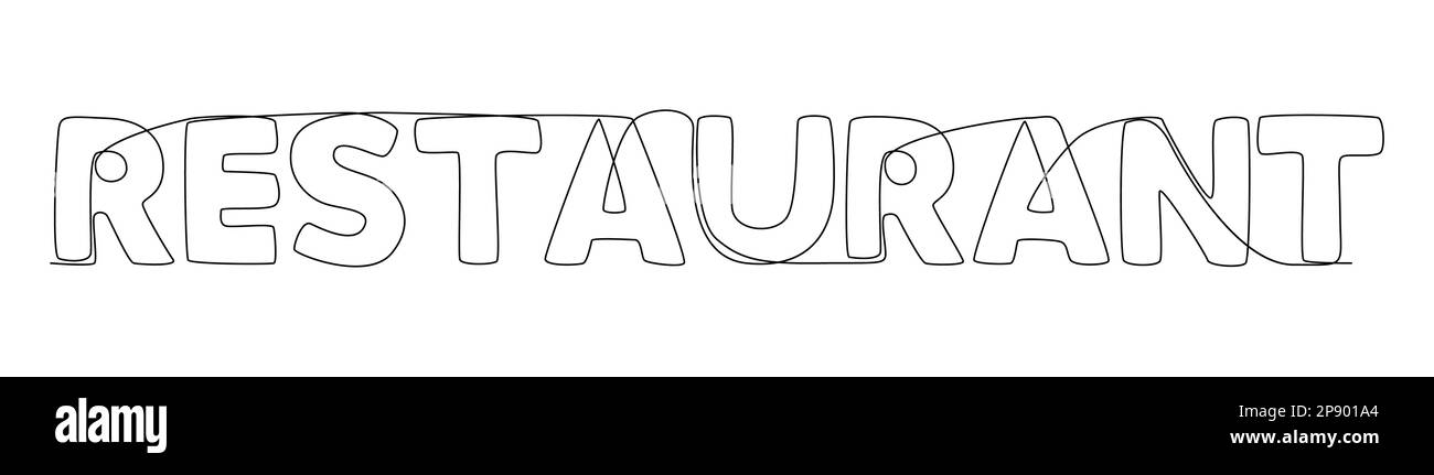 One continuous line of Restaurant word. Thin Line Illustration vector ...