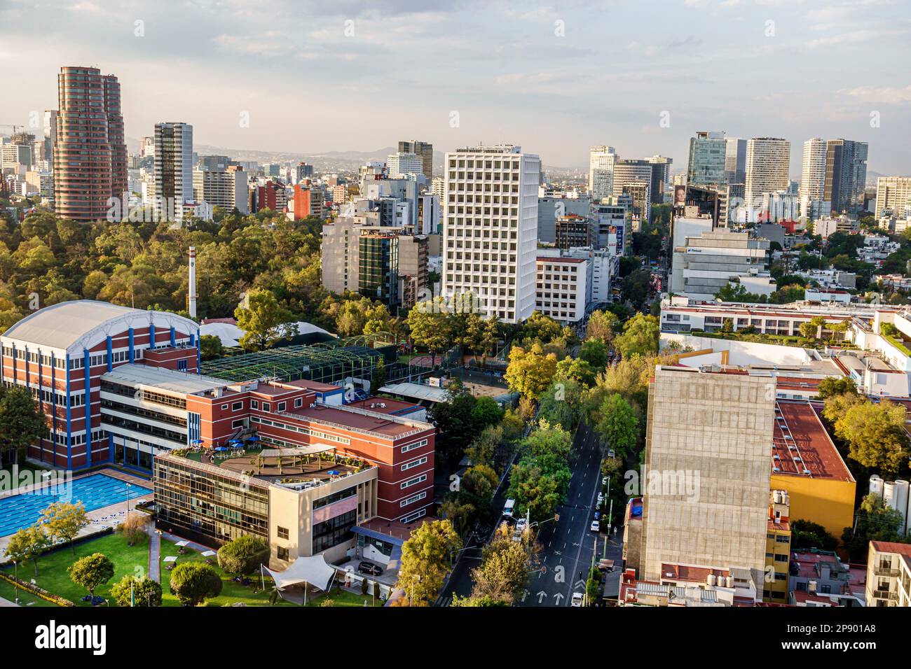 Mexico City,overhead aerial view Polanco neighborhood,high rise rises ...