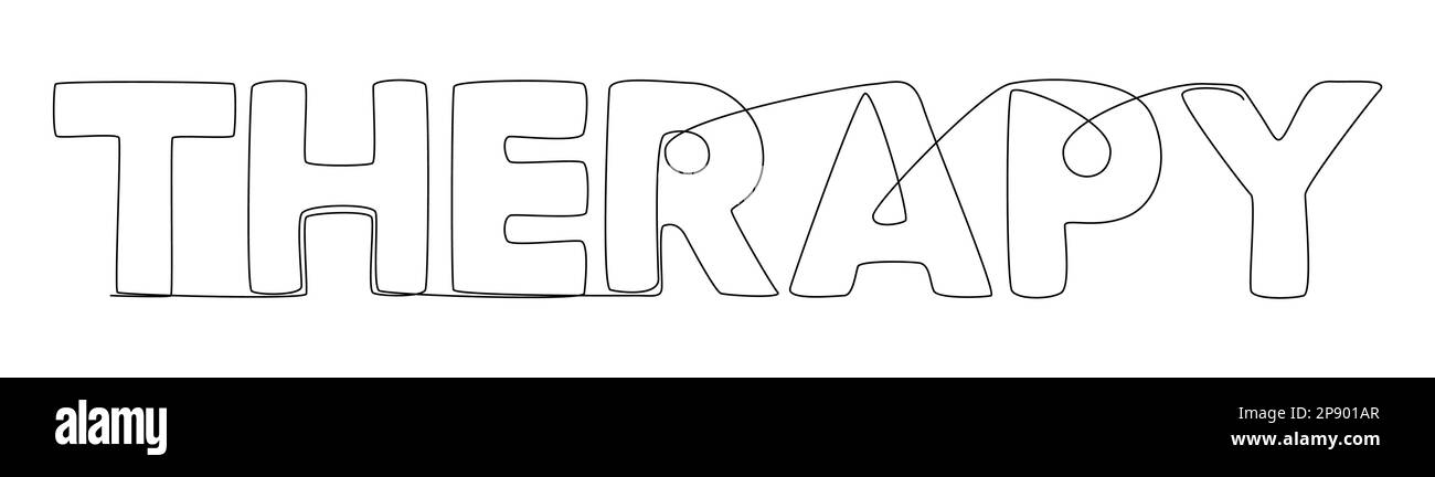 One continuous line of Therapy word. Thin Line Illustration vector ...