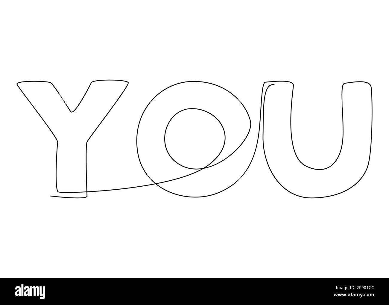 One continuous line of You word. Thin Line Illustration vector concept ...
