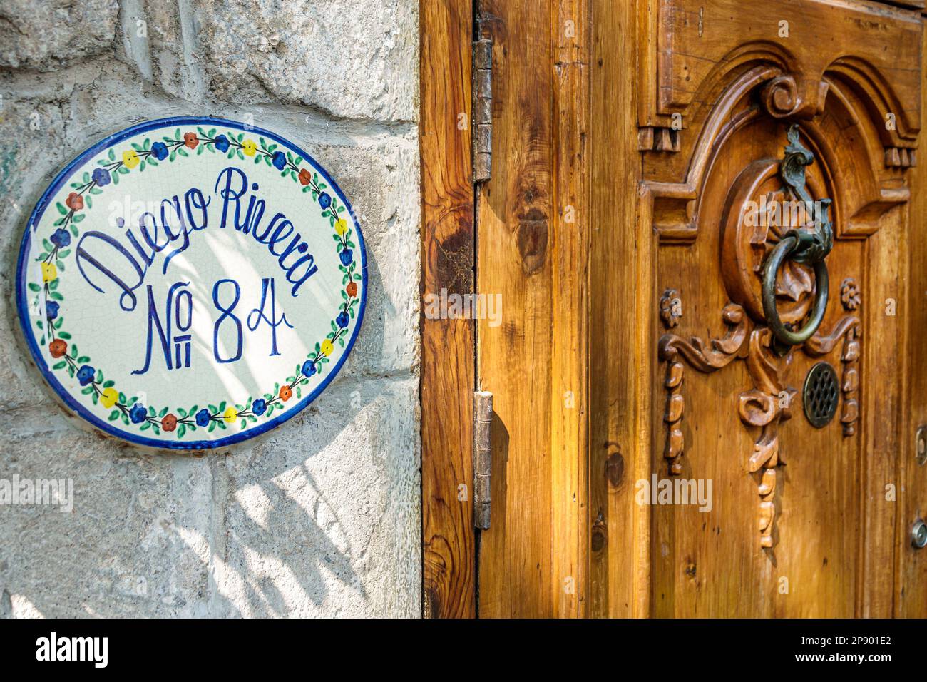Mexico City,San Angel Diego Rivera Calle street,outside exterior ...