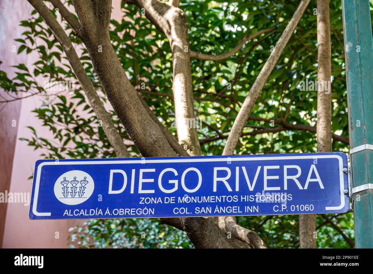 Mexico City,San Angel street sign Calle Diego Rivera,sign signs ...