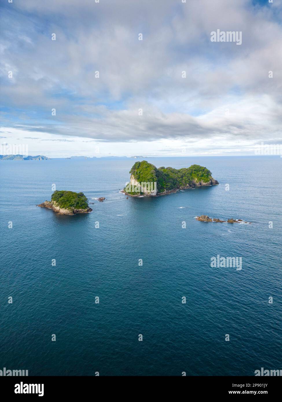 Aerial view of an archipelago of small islands in the middle of a ...