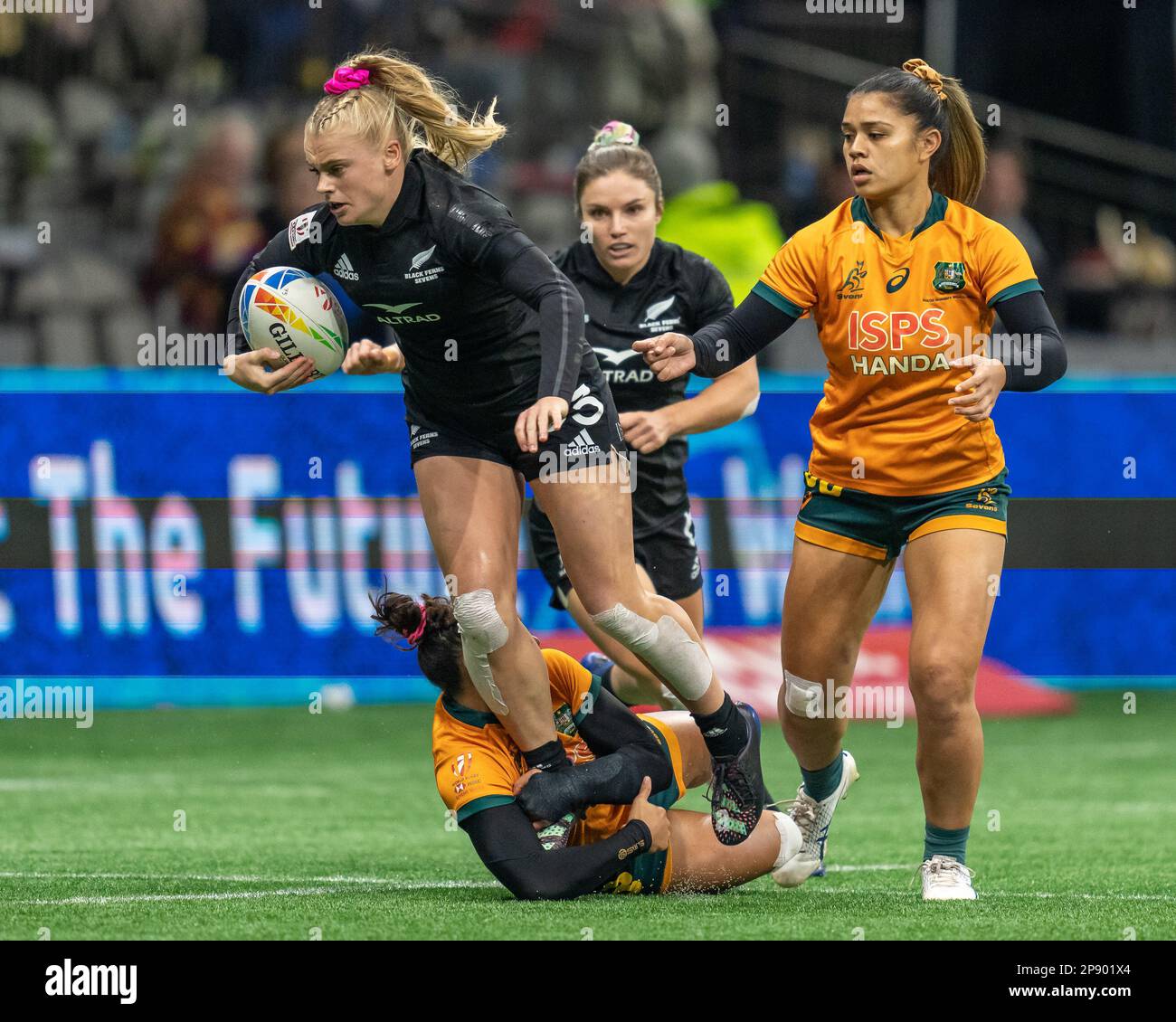 Vancouver, Canada. 5th March, 2023. Jorja Miller (L) of New Zealand ...