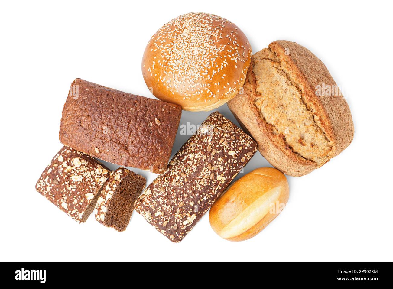Loaves of different bread isolated on white background Stock Photo - Alamy