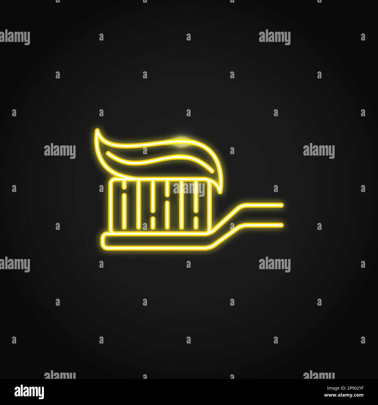 Neon toothbrush with toothpaste icon in line style. Mouth and teeth ...