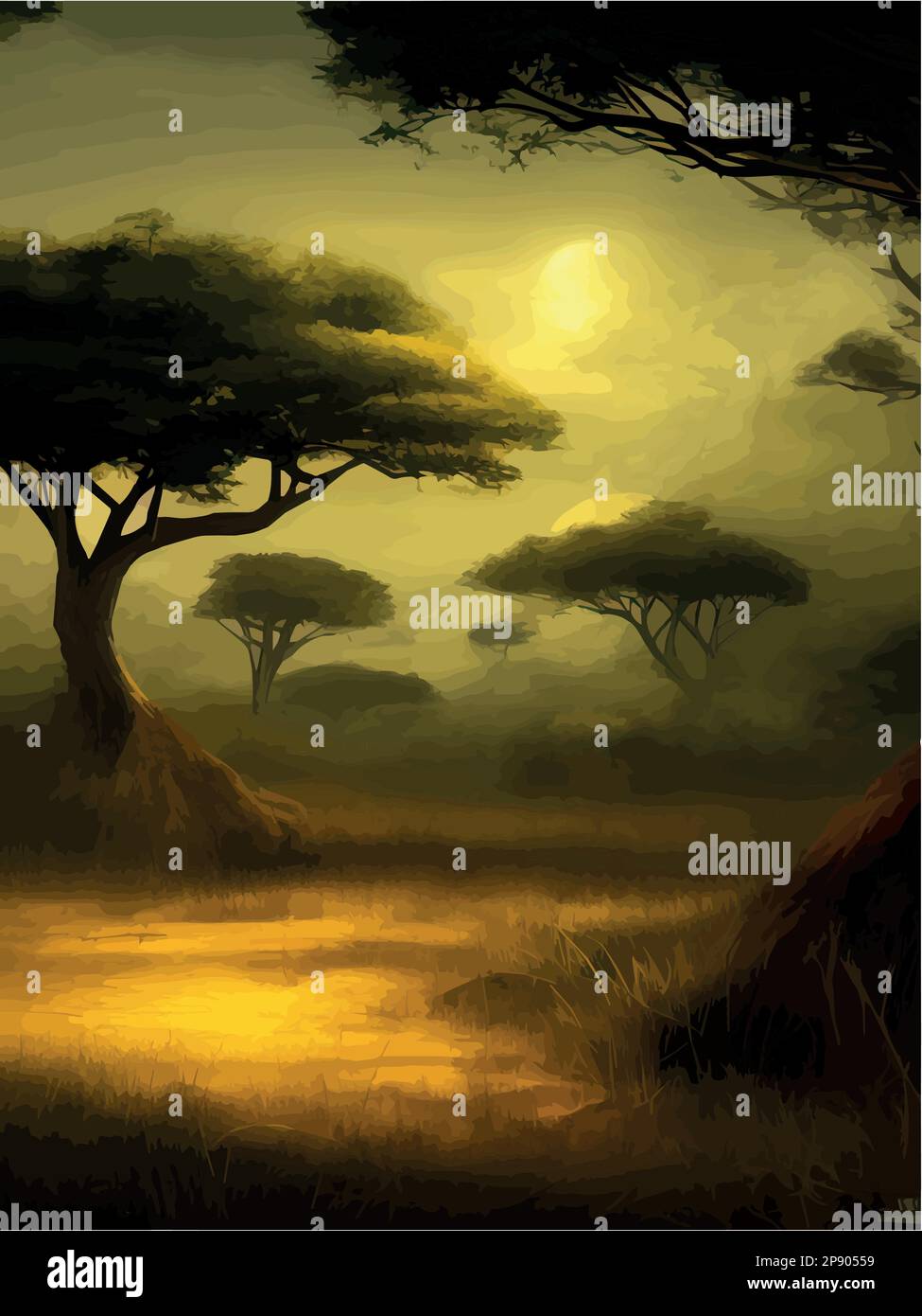 Vegetation water edge Stock Vector Images - Alamy