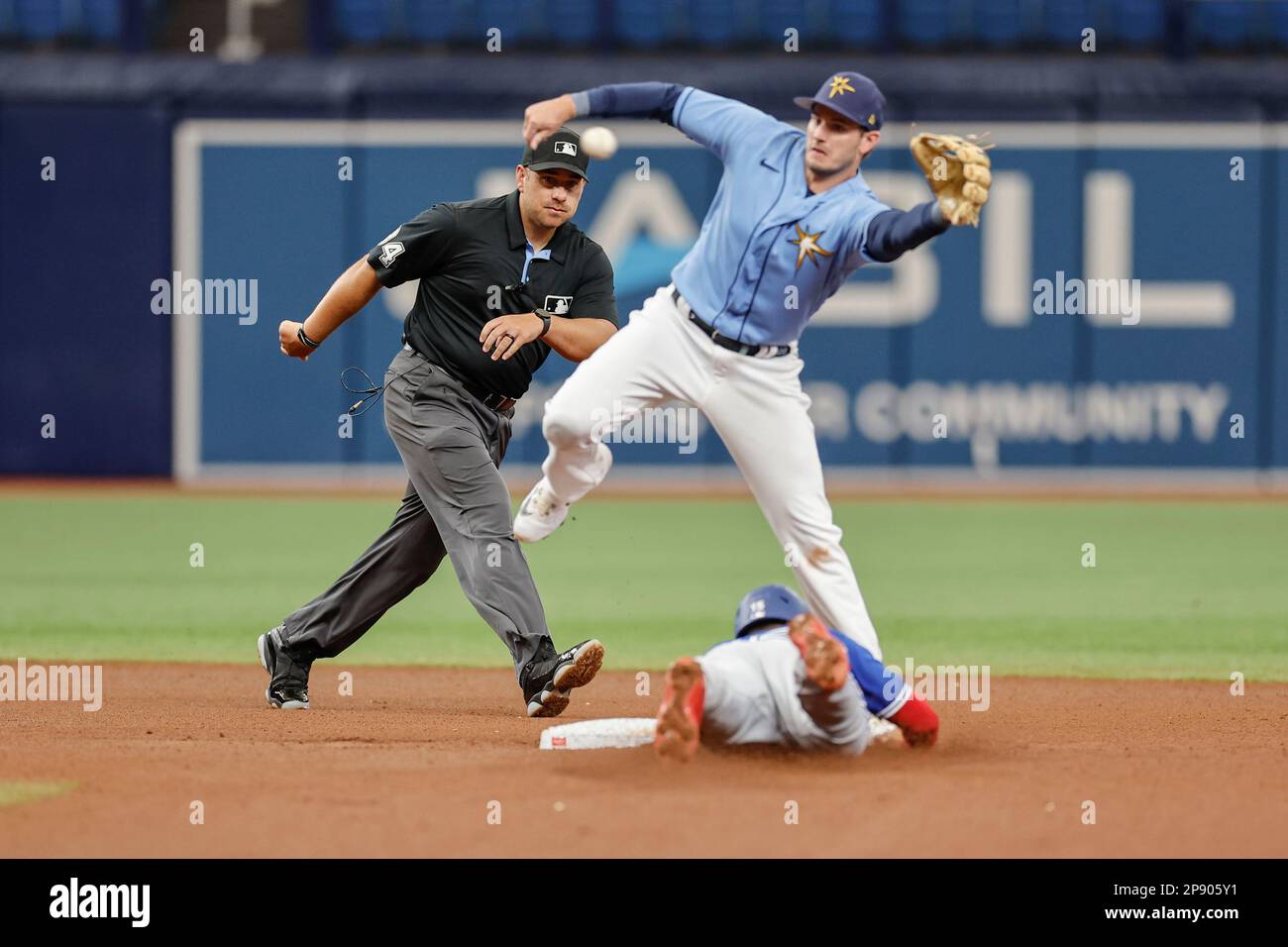 Toronto Blue Jays second baseman Whit Merrifield (15) slides safely ...