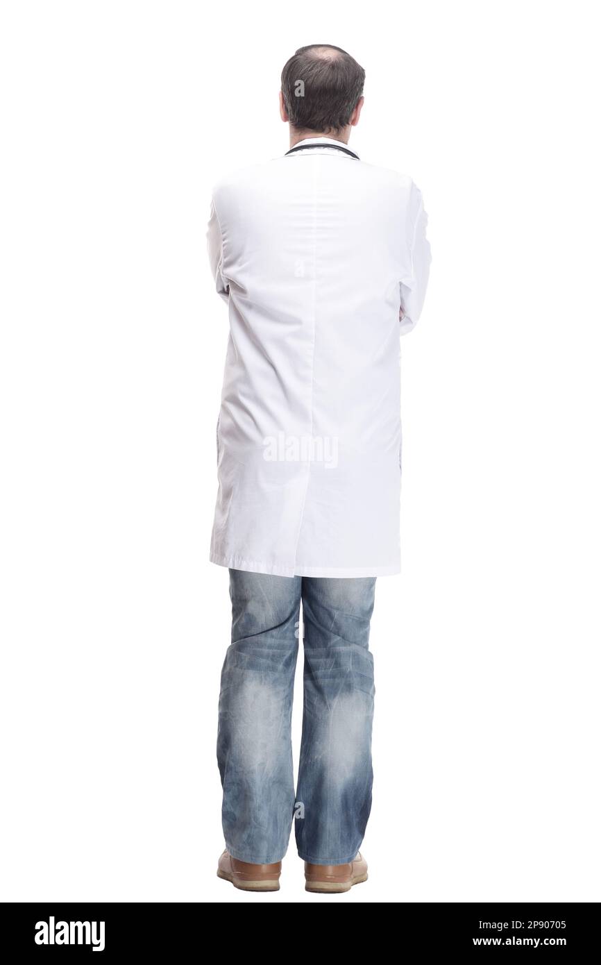 rear view.a qualified doctor with a stethoscope Stock Photo - Alamy